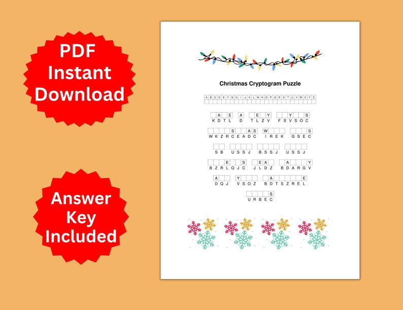 Christmas Cryptogram Game, Printable Christmas Games, Christmas Word ...
