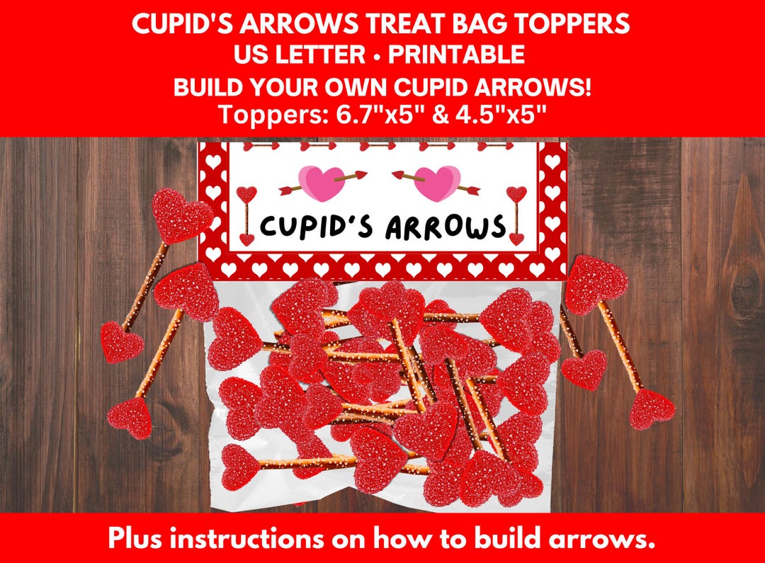 Cupid's Arrows Treat Bag Toppers Printable, Valentine Treat Bag Tags ...