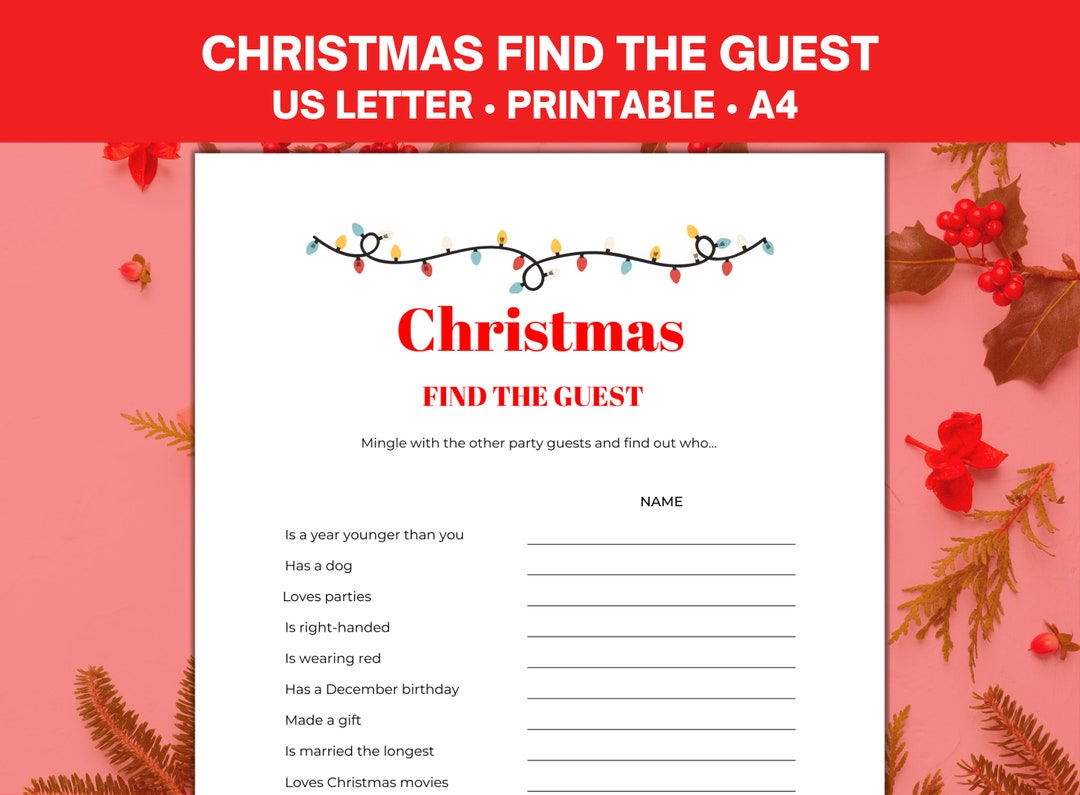 Christmas Find the Guest Game, Find Someone Who, Printable Christmas ...