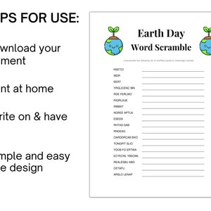 Earth Day Word Scramble Game, Earth Day Printable, Earth Day Activities ...
