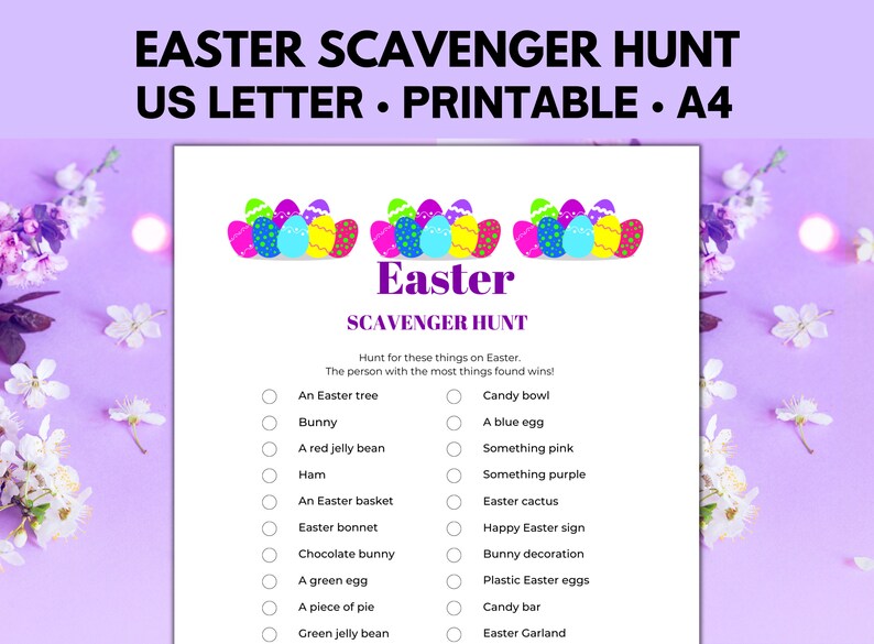 Easter Scavenger Hunt for Teens and Kids, Printable Easter Games for ...
