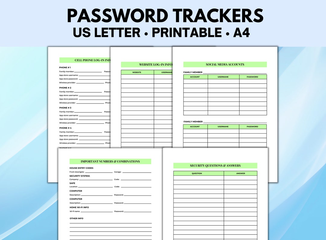 Password Tracker, Password Log Tracker, Login Tracker, Password ...