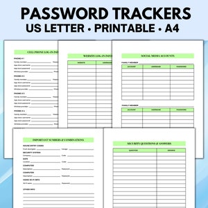 Password Tracker, Password Log Tracker, Login Tracker, Password ...