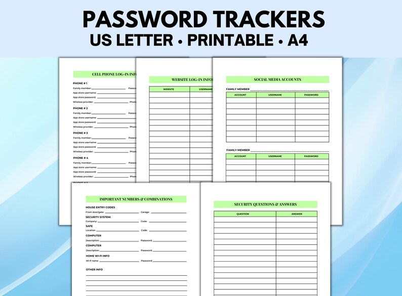Password Tracker, Password Log Tracker, Login Tracker, Password ...