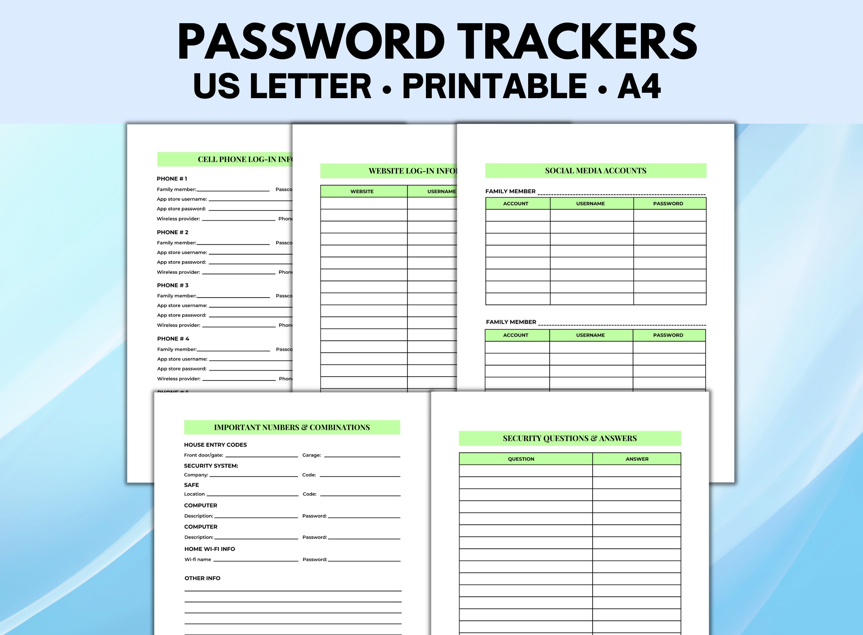 Password Tracker, Password Log Tracker, Login Tracker, Password ...
