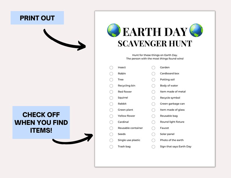 Earth Day Scavenger Hunt, Earth Day Printable, Earth Day Activities ...