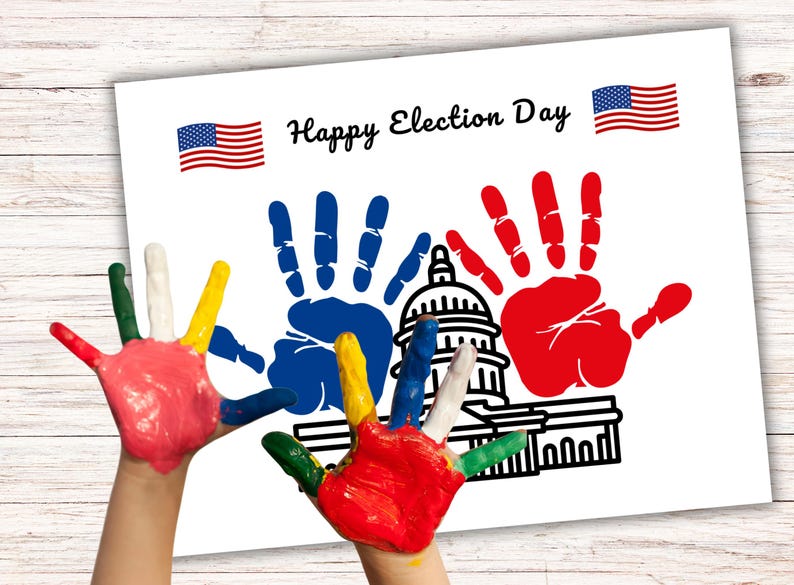 Election Day Handprint Art, Fingerprint Art, Kids and Toddlers ...
