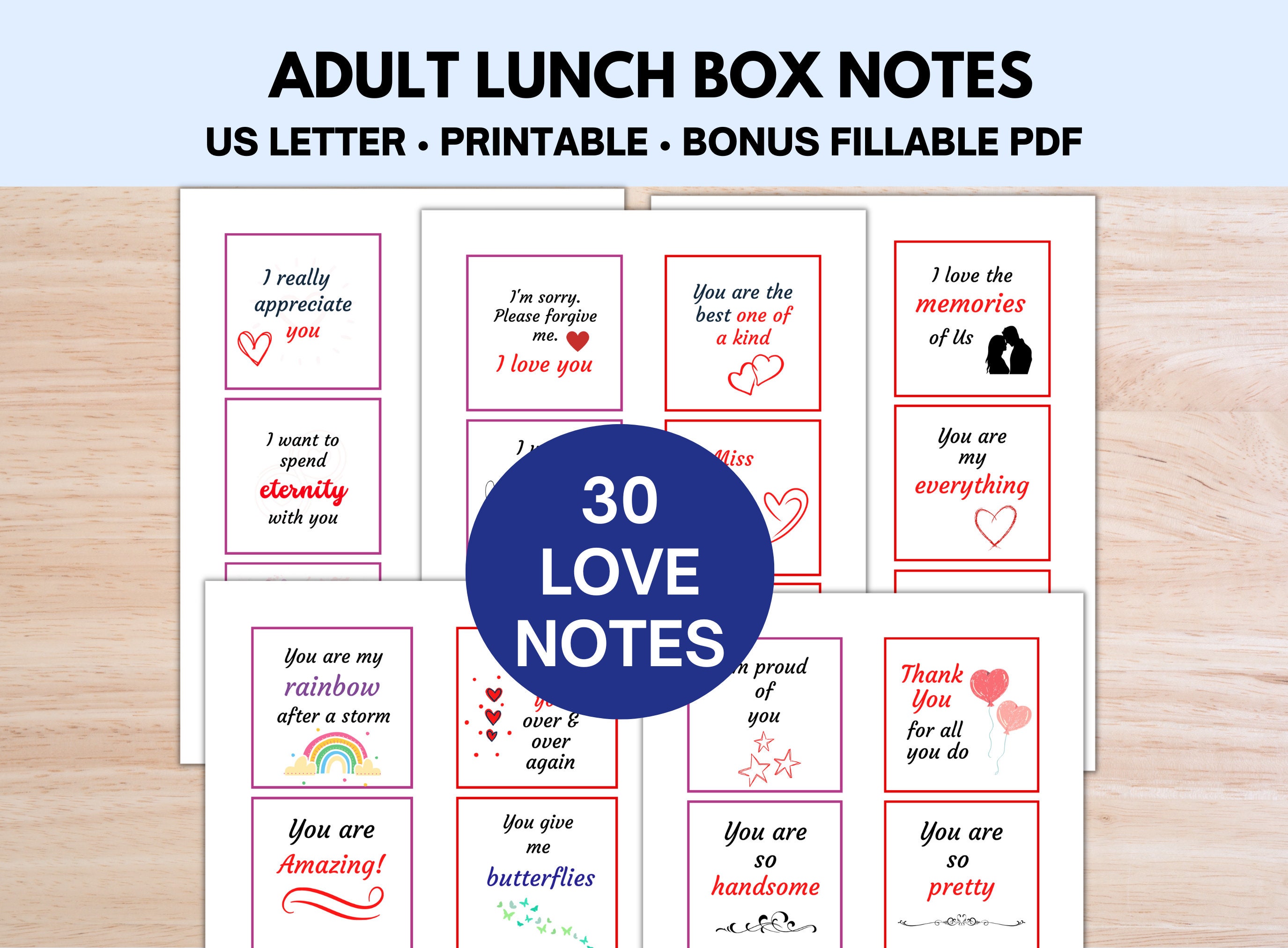 Adult Lunch Notes, Lunchbox Notes, Lunchbox Notes Printable, Love Lunch ...