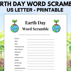 Earth Day Word Scramble Game, Earth Day Printable, Earth Day Activities ...