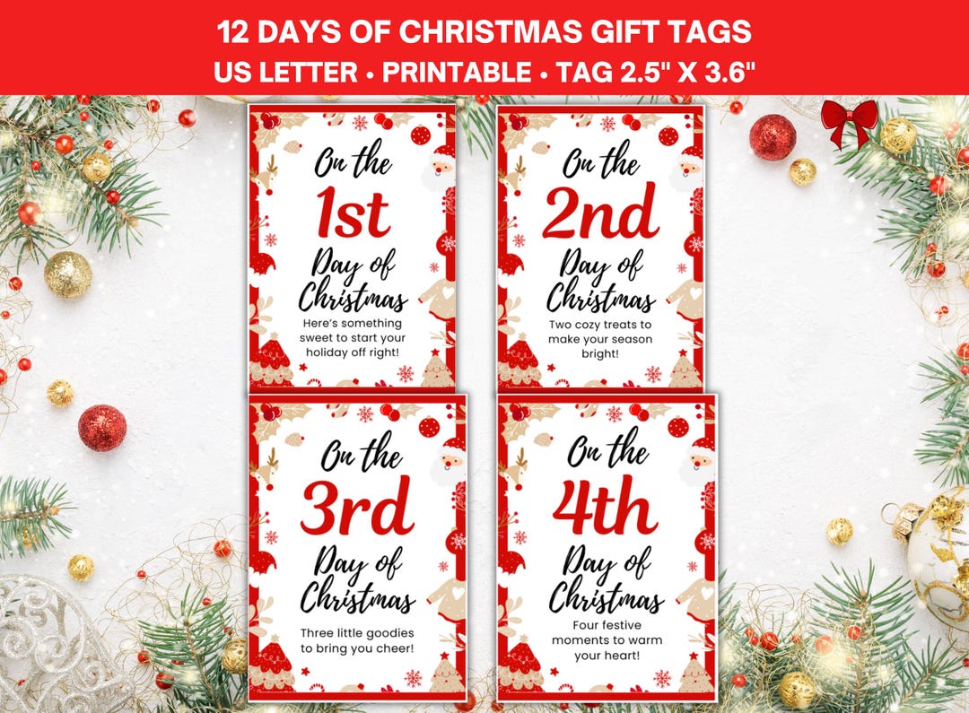12 Days of Christmas Tags, 12 Days of Christmas Activities and Gift ...