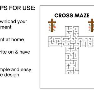 Cross Maze Printable, Lent Mazes and Games, Sunday School Games, Bible ...