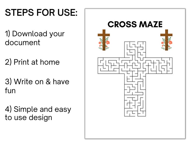 Cross Maze Printable, Lent Mazes and Games, Sunday School Games, Bible ...
