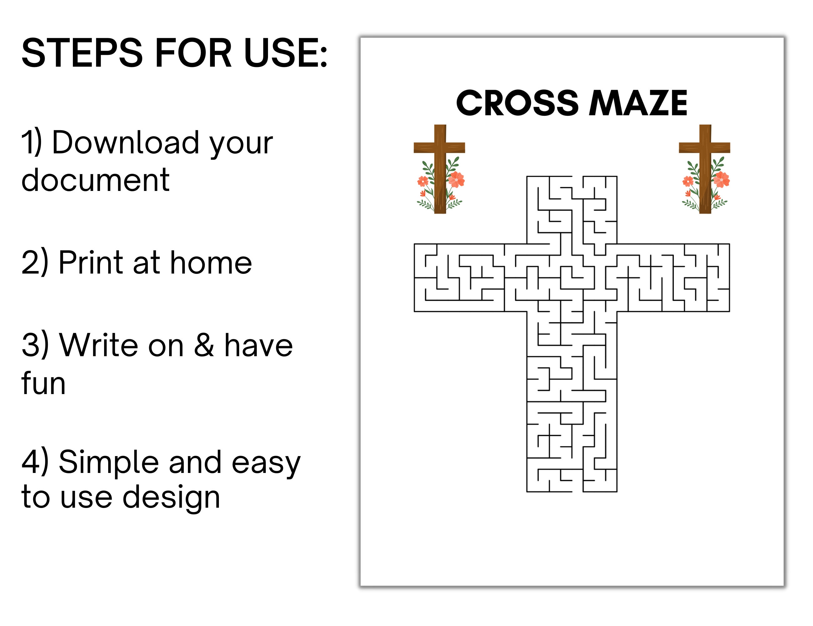 Cross Maze Printable, Lent Mazes and Games, Sunday School Games, Bible ...