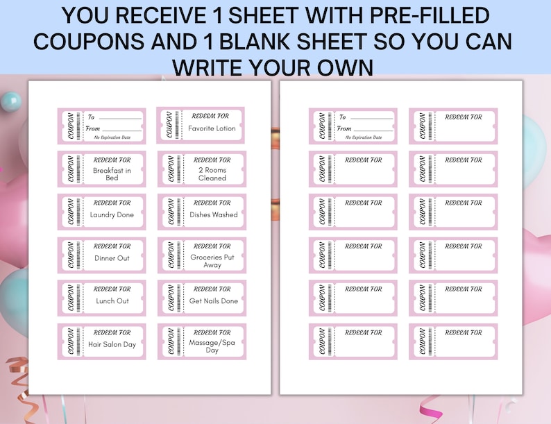 Mother's Day Coupons Printable Mom Coupon Book, Mother's Day Crafts ...