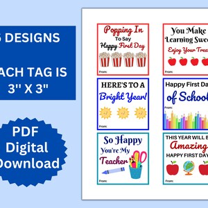 First Day of School Gift Tag, Back to School Tags, 1st Day of School ...