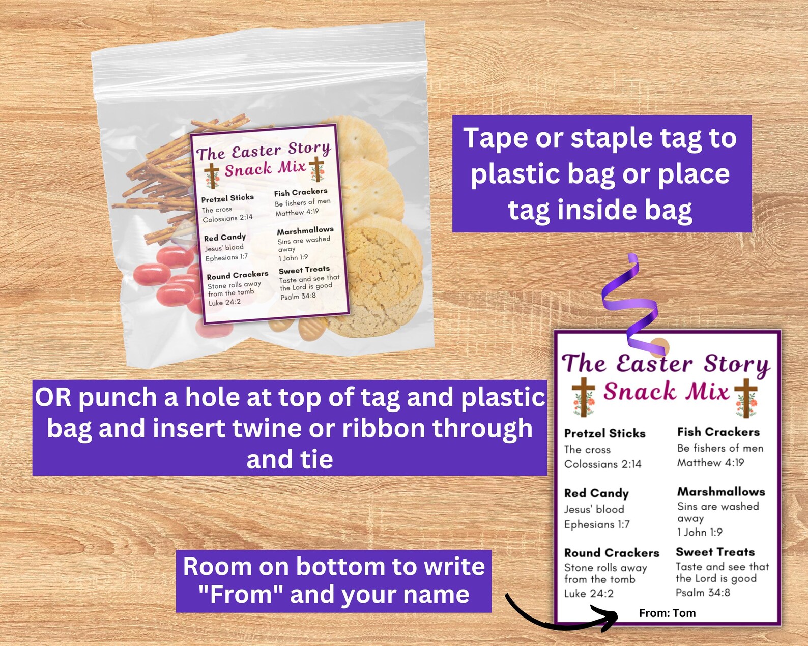 Easter Story Snack Mix Tags, Easter Sunday School Activity, Easter ...