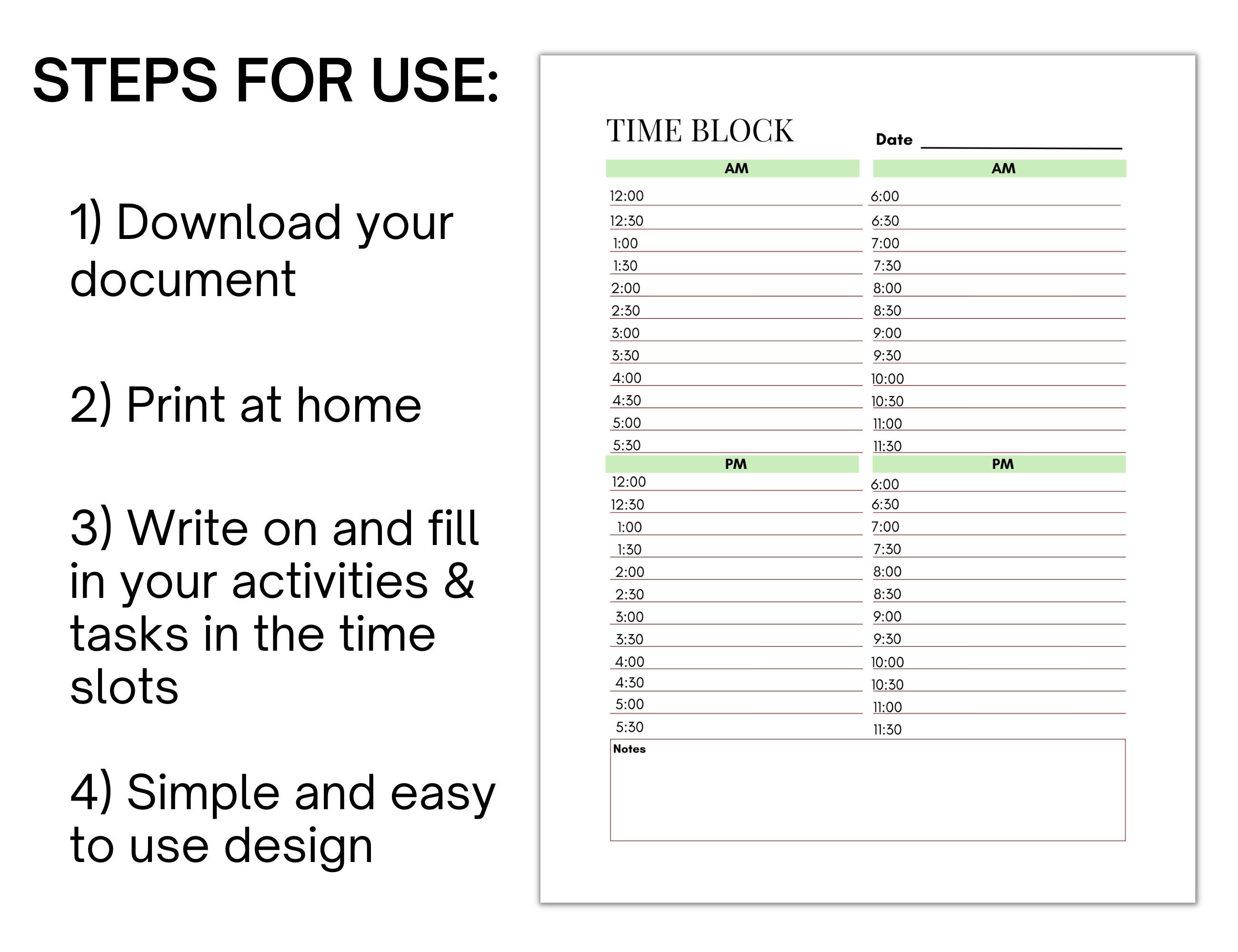 Time Block Management Sheet and Log, Time Tracker Planner - Etsy
