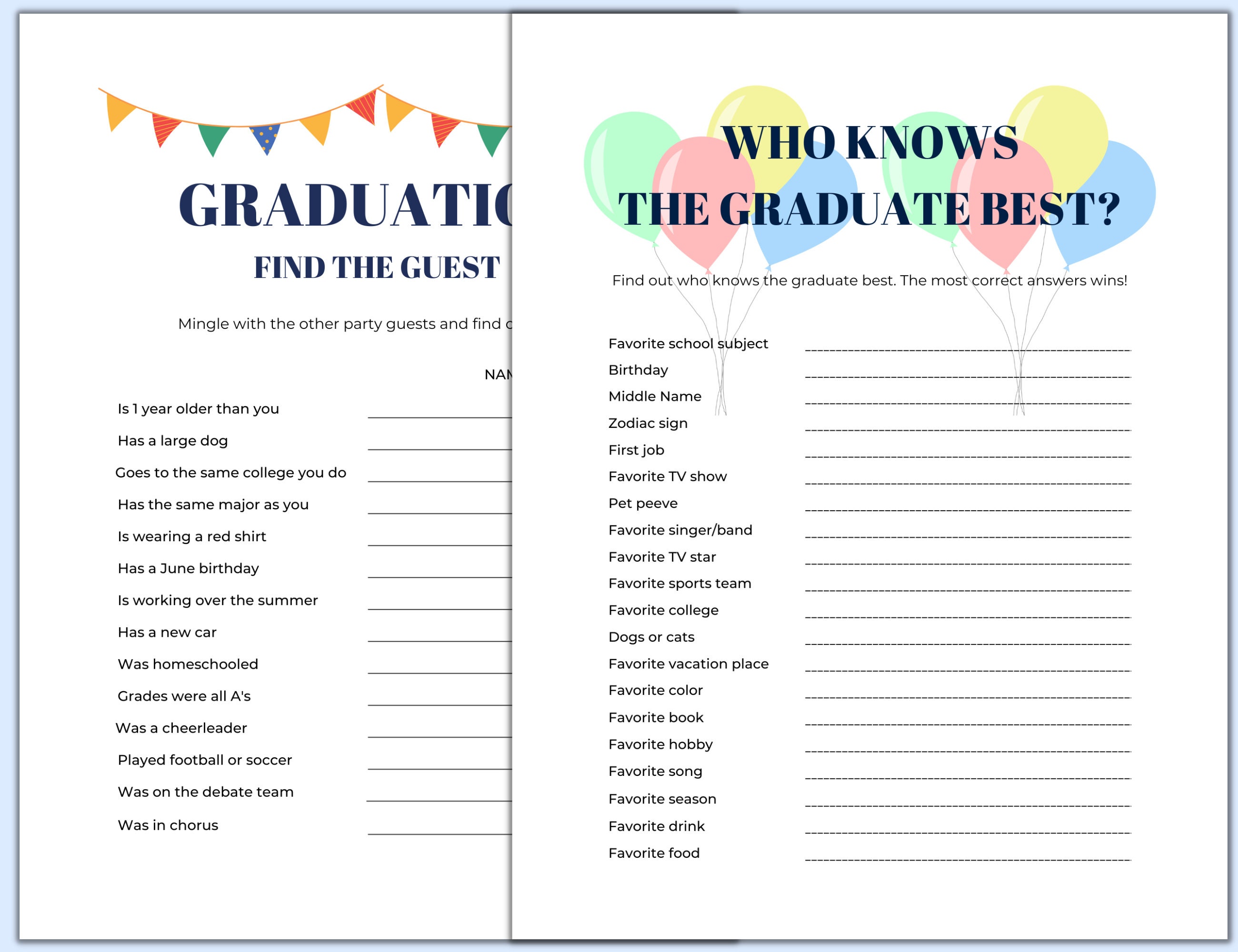 Graduation Games Bundle, Graduation Party Games, Grad Games, Graduation ...