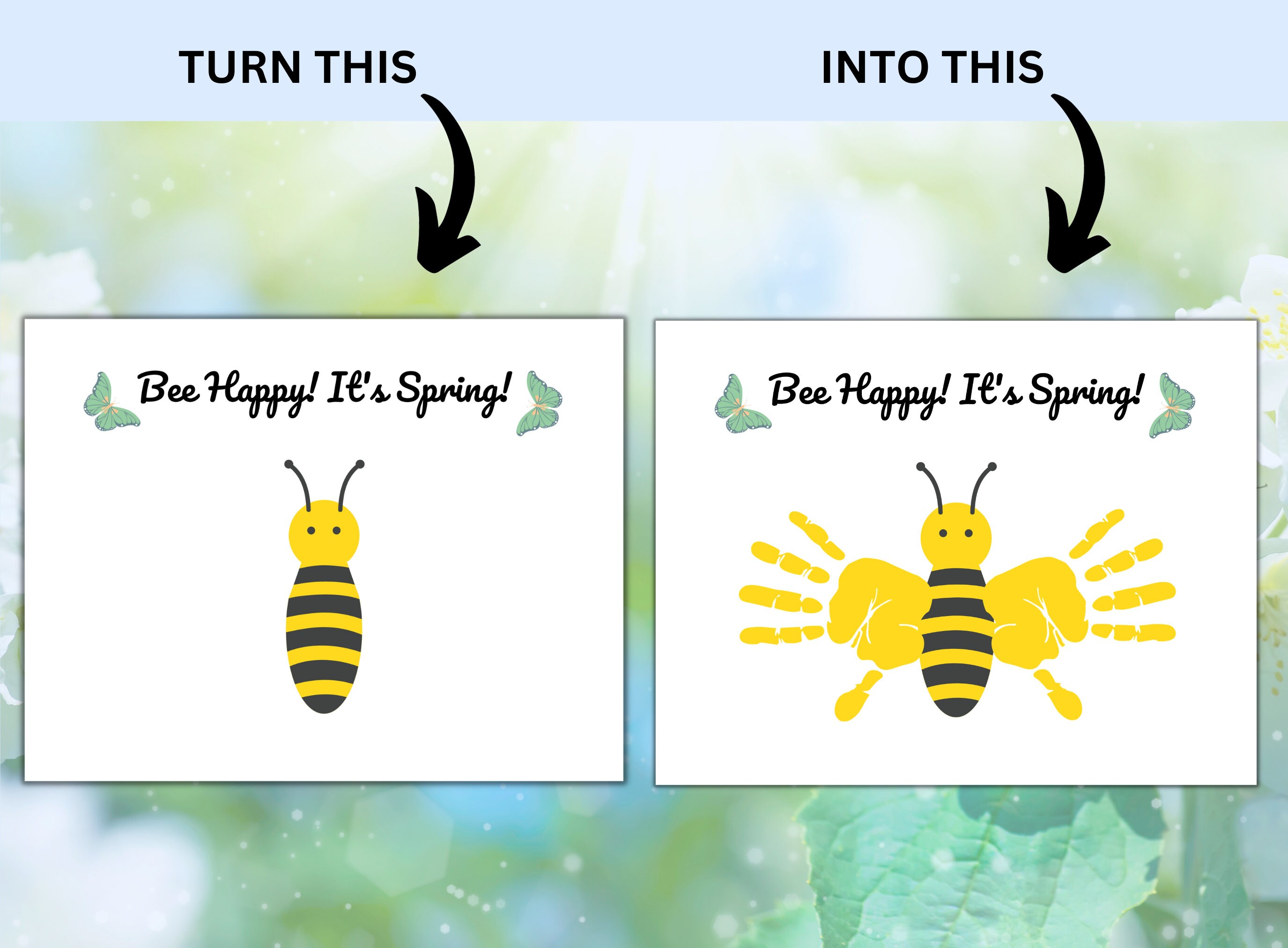 Spring Handprint Art, Fingerprint Art, Bee Handprint Craft, Toddler ...