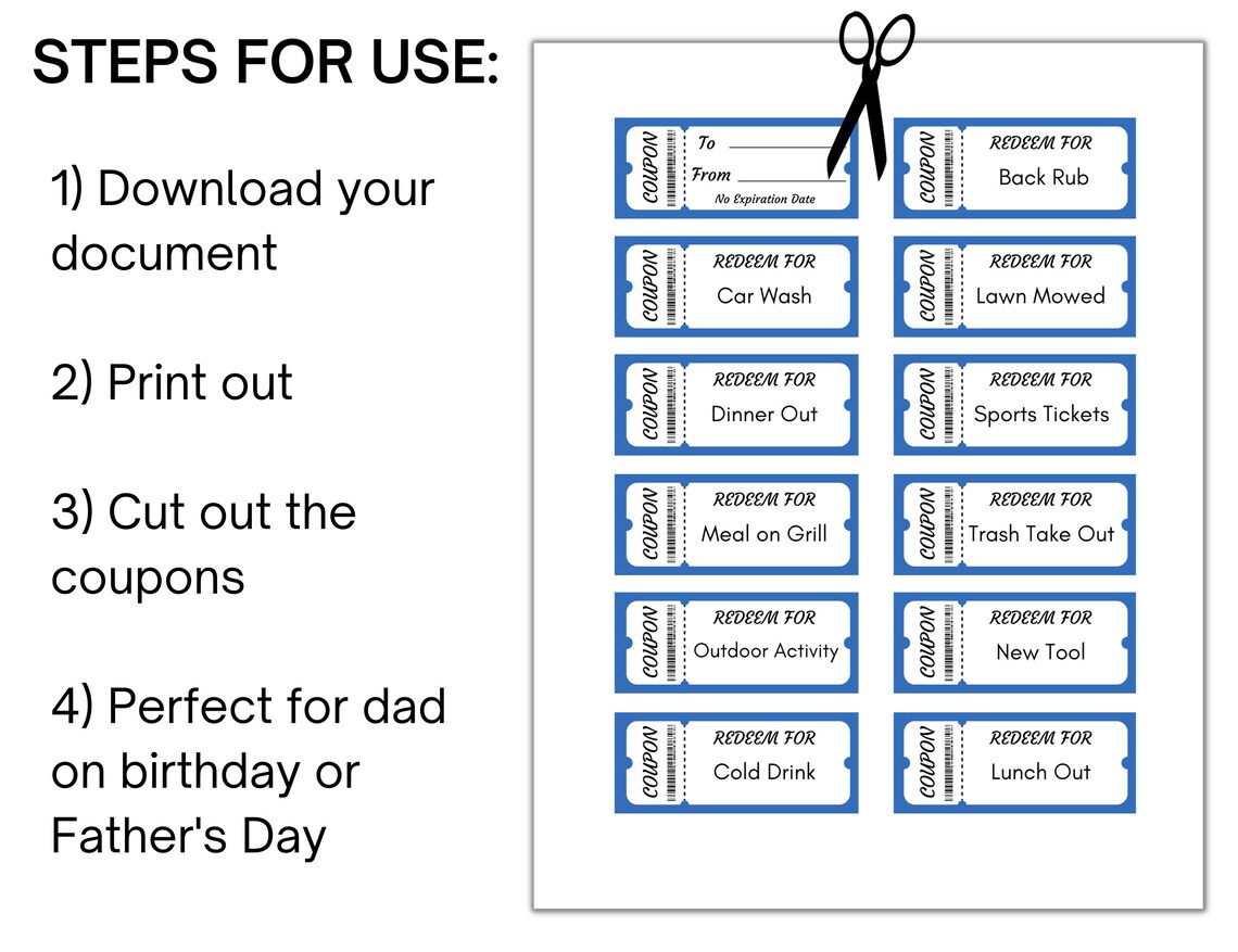 Father's Day Coupons, Father's Day Printable Craft and Gifts From Kids ...