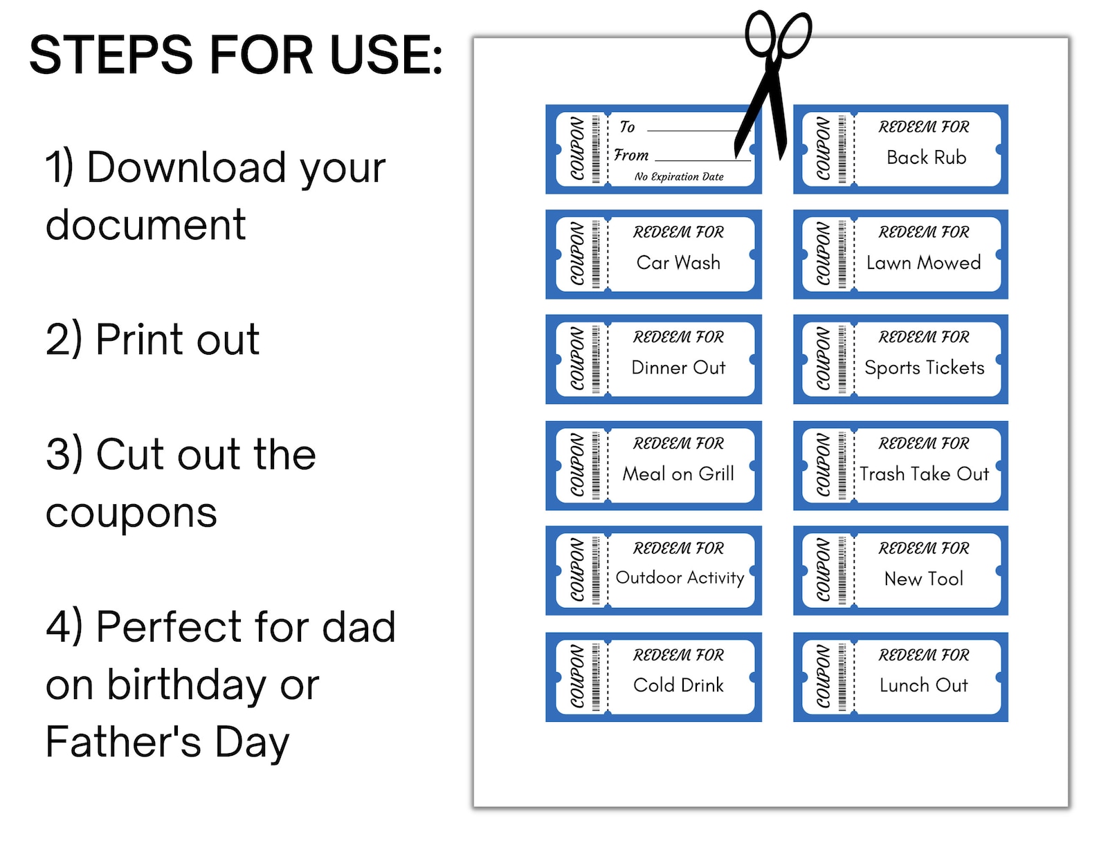 Father's Day Coupons, Father's Day Printable Craft and Gifts From Kids ...