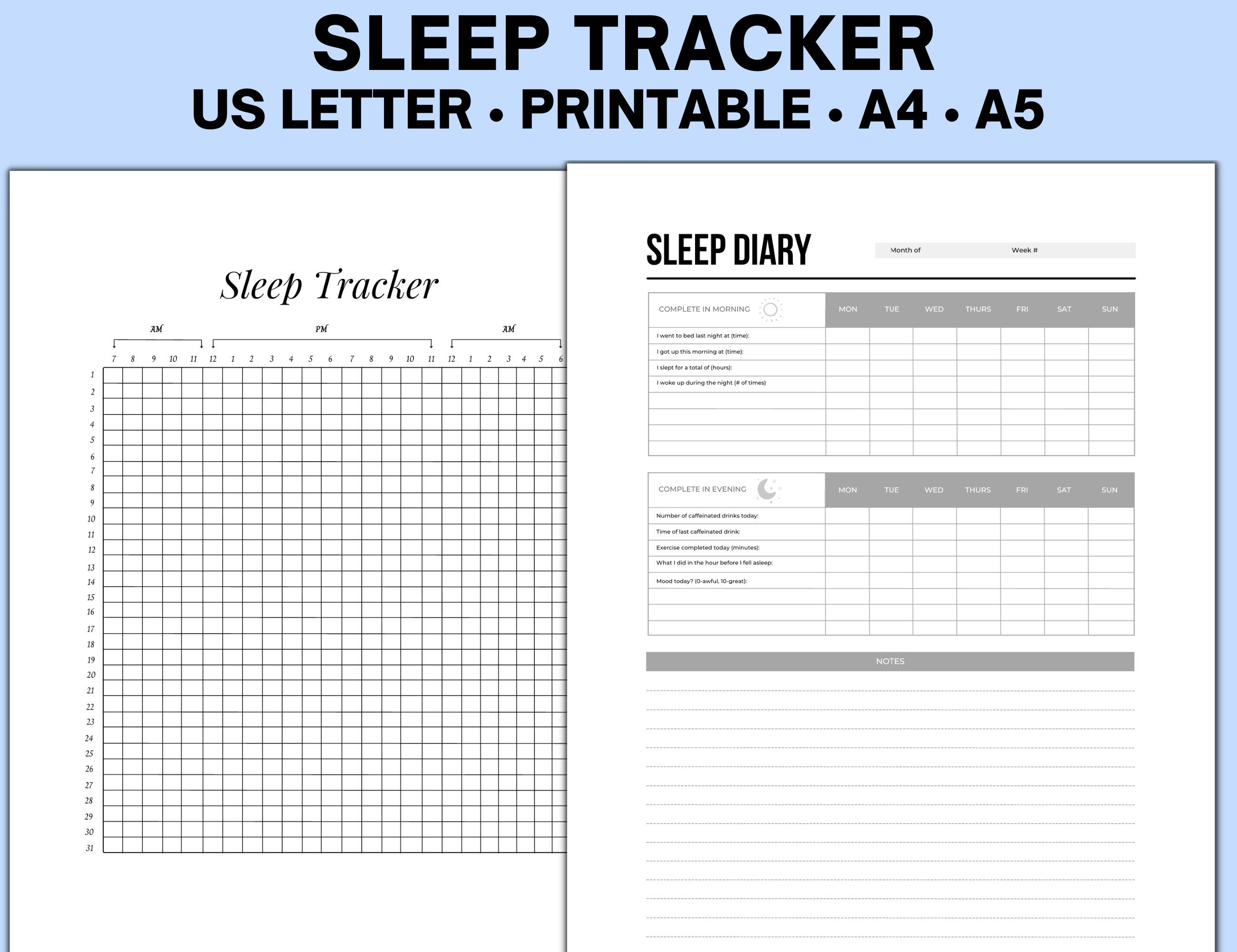 Sleep Tracker Printable, Adult Child Toddler Sleep Log Tracker, Sleep ...