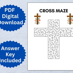 Cross Maze Printable, Lent Mazes and Games, Sunday School Games, Bible ...