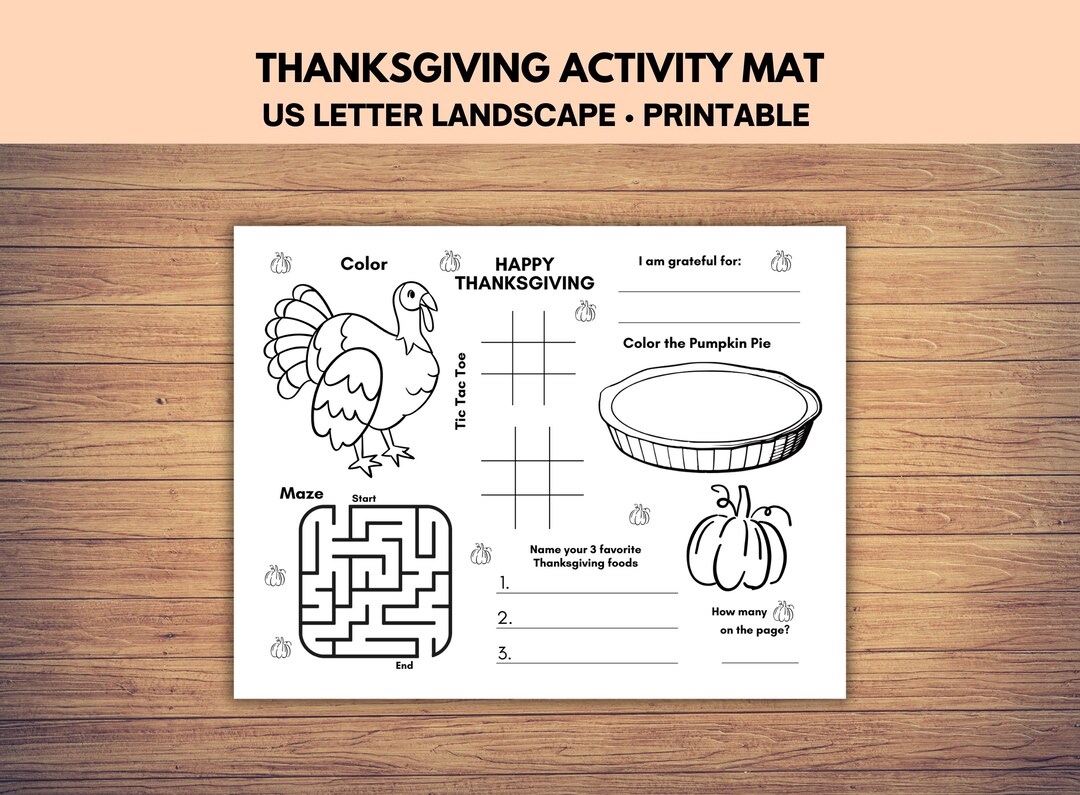 Thanksgiving Activity Placemat, Thanksgiving Coloring Placemats, Kids ...