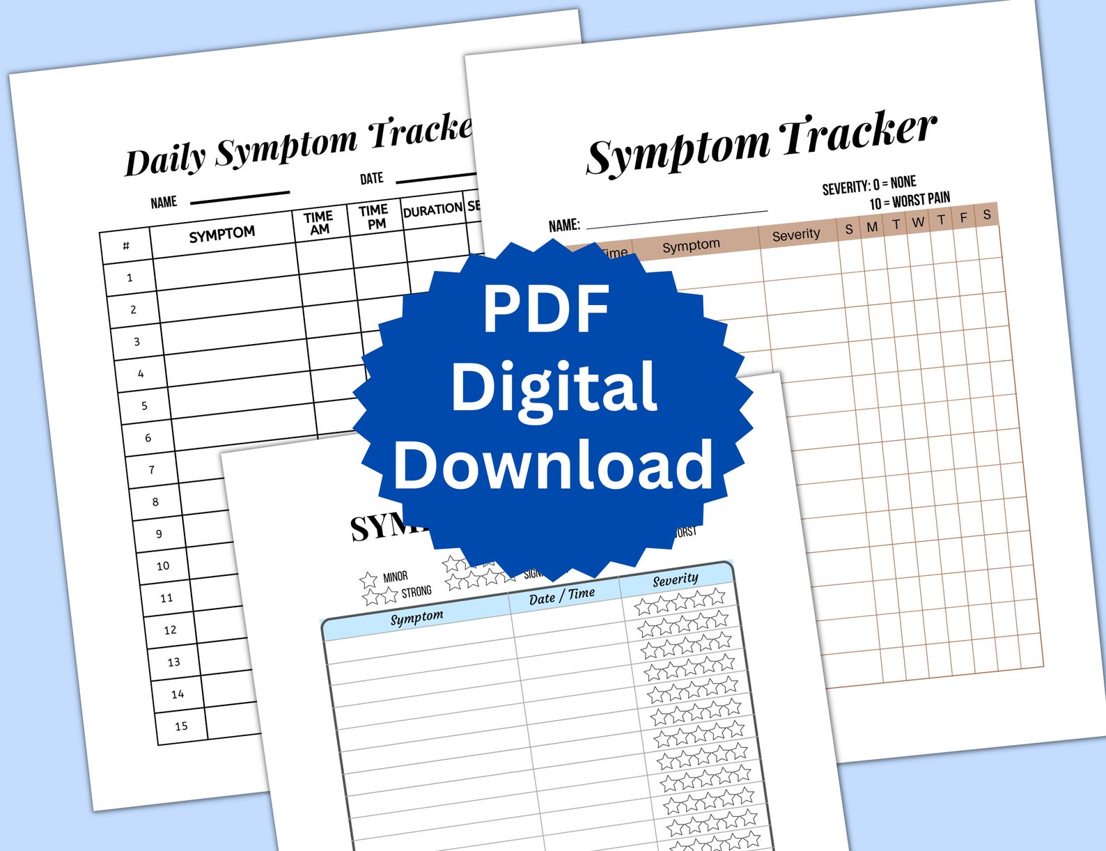 Symptom Tracker Printable, Chronic Illness Symptom Tracker and Medical ...