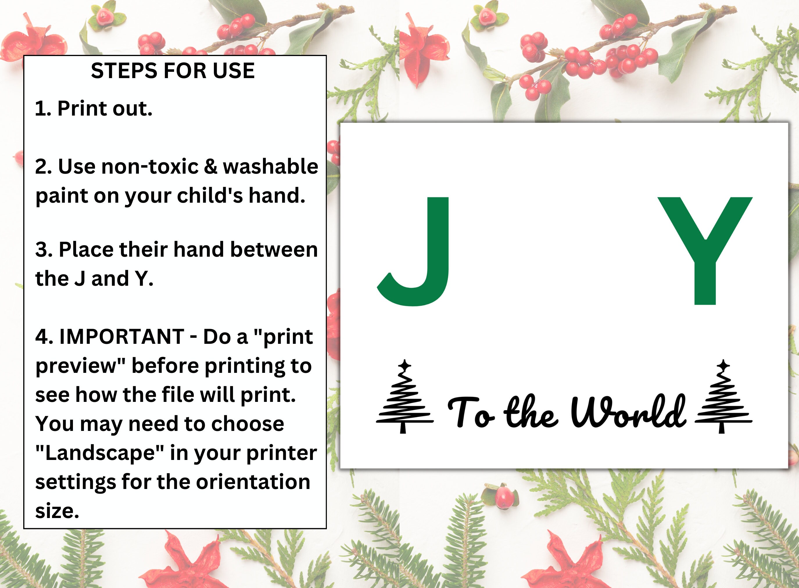 Christmas Handprint, Christmas Handprint Art, Holiday Handprint - Etsy