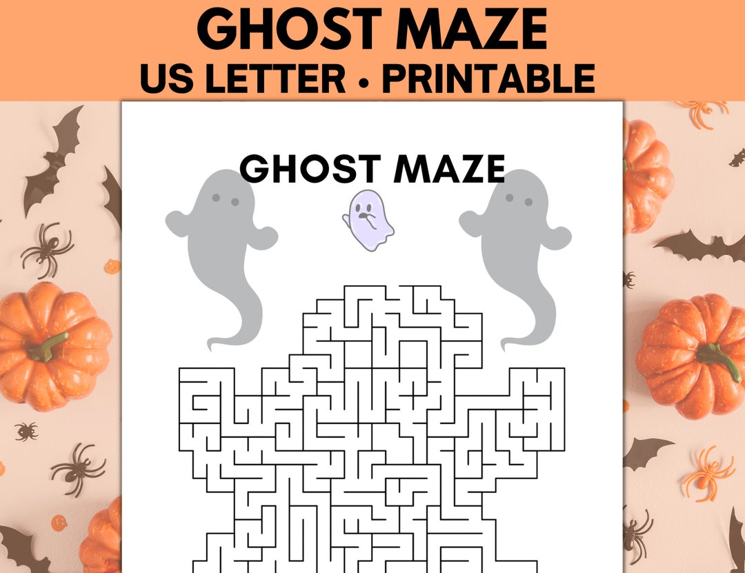 Ghost Maze Printable Halloween Maze, Halloween Games and Activities ...