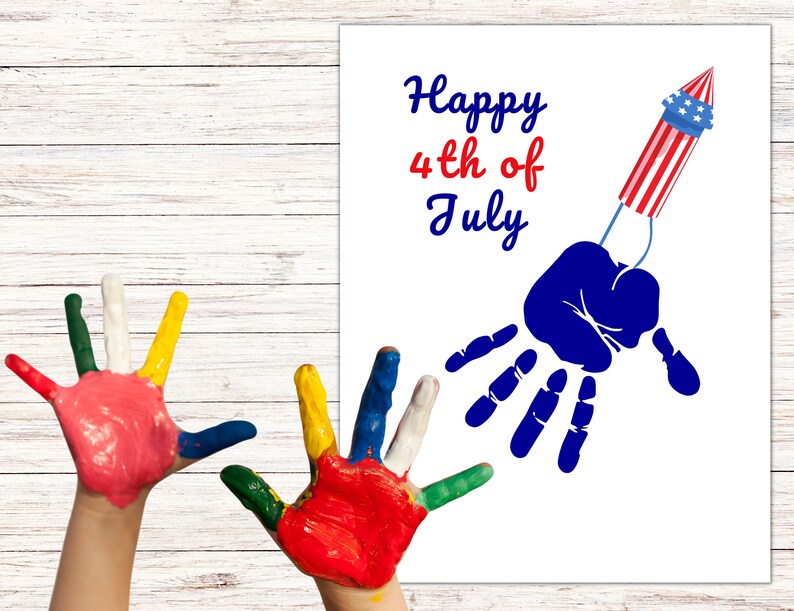 4th of July Handprint Art, Handprint Keepsake, 4th of July Activities ...