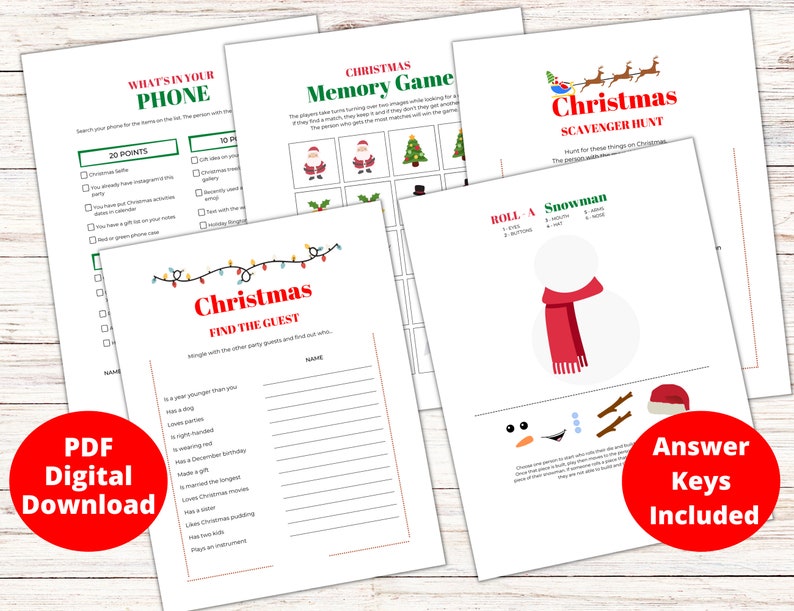 Christmas Game Bundle Printable Christmas Games Christmas - Etsy