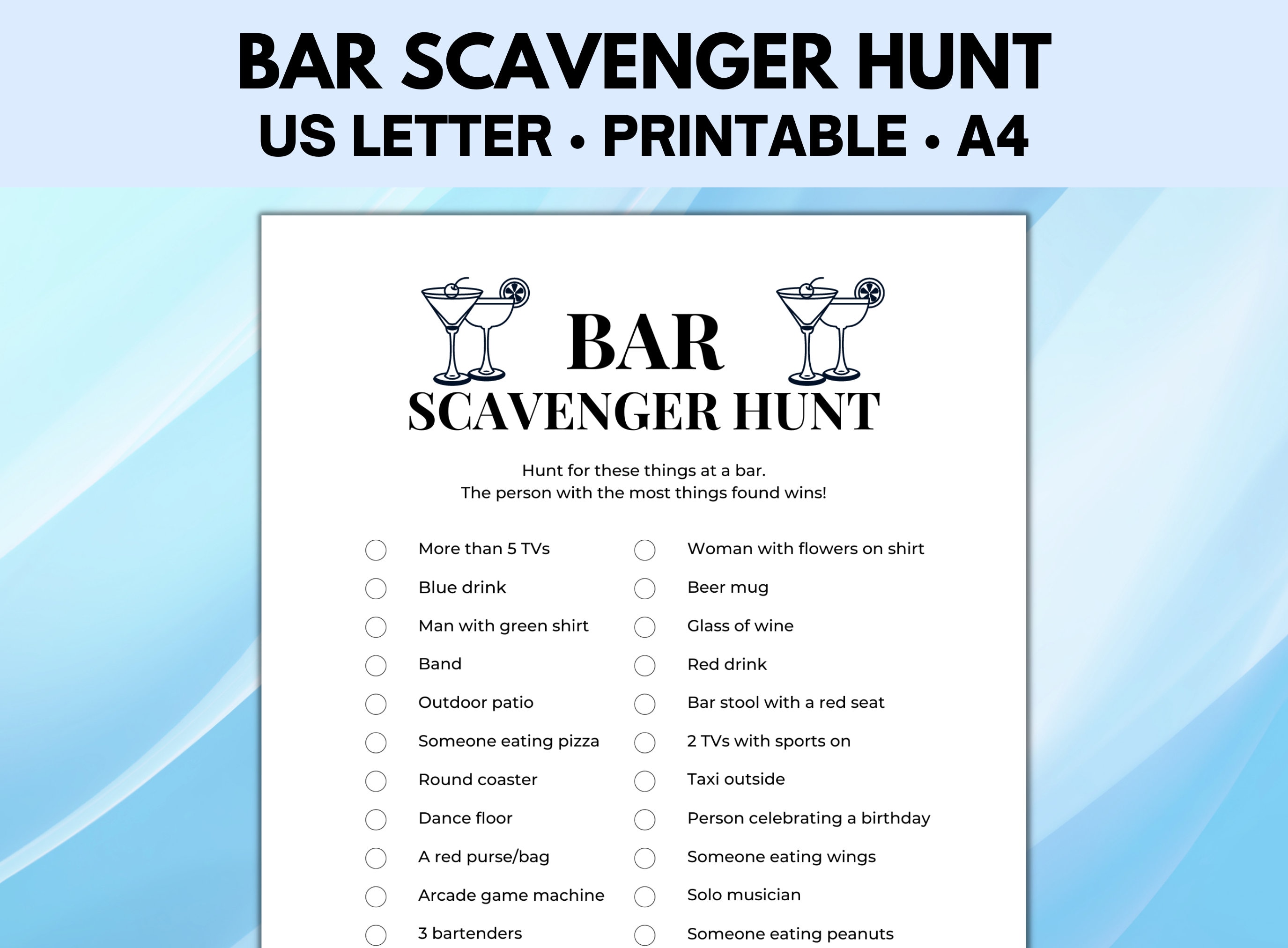 Bar Scavenger Hunt, Pub Crawl Scavenger Hunt, Bar Crawl Scavenger Hunt ...