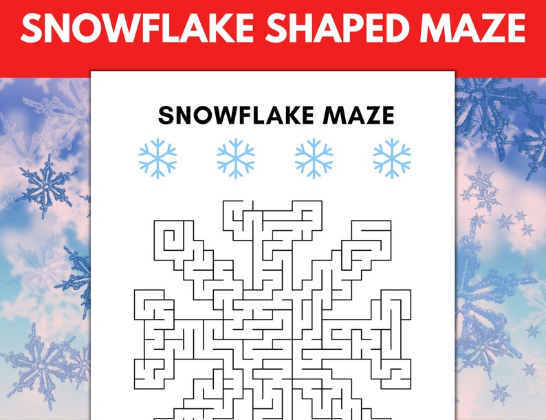 Snowflake Maze Printable Fun Christmas Games, Xmas Games - Etsy