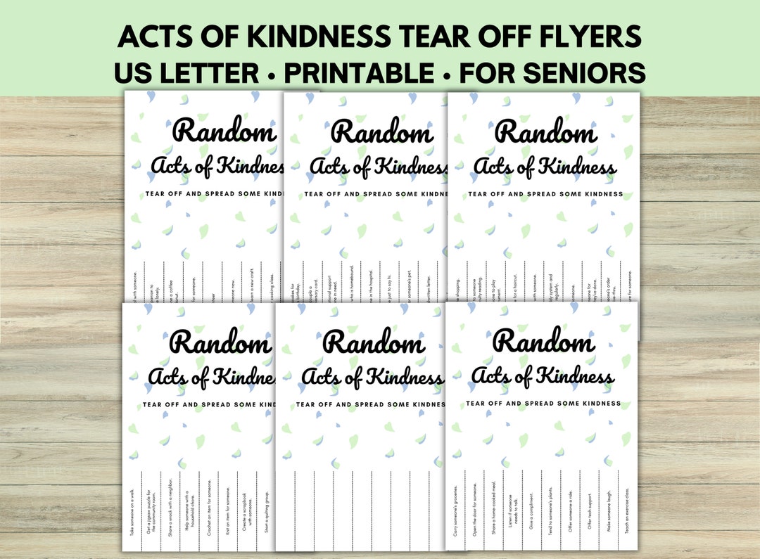 Random Acts of Kindness Tear off Flyer for Senior Citizens, Kindness ...