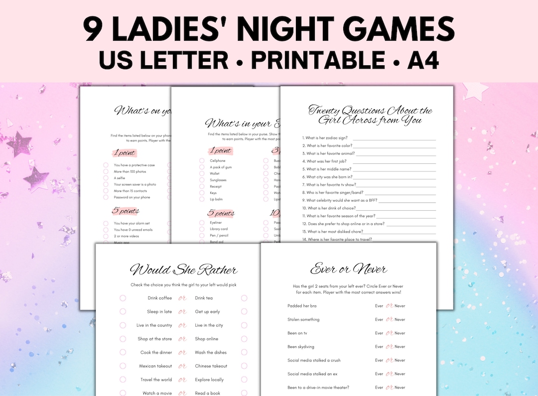 Ladies' Night Games, Girls' Night Games, Would She Rather, Bachelorette ...