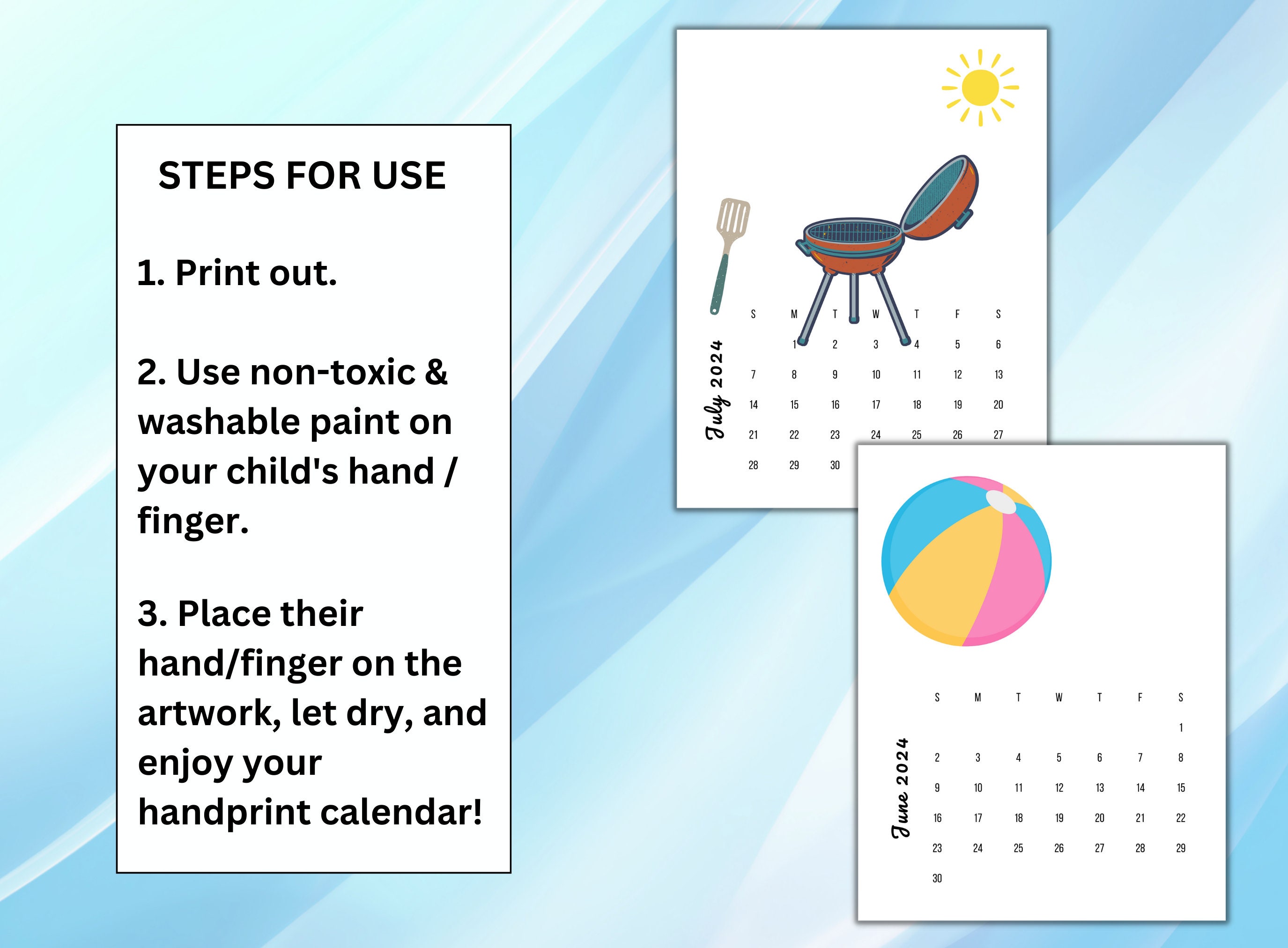 2024 12 Month Kids' Handprint Calendar and Craft, Fingerprint Art for ...