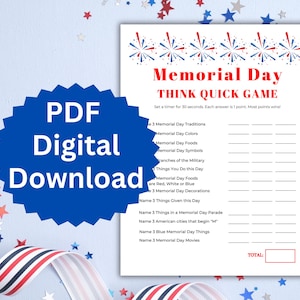Memorial Day Think Quick Game, Memorial Day Games, Ice Breaker Games ...