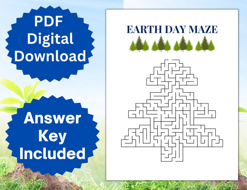 Earth Day Maze Printable Tree Maze, Earth Day Activities and Games - Etsy