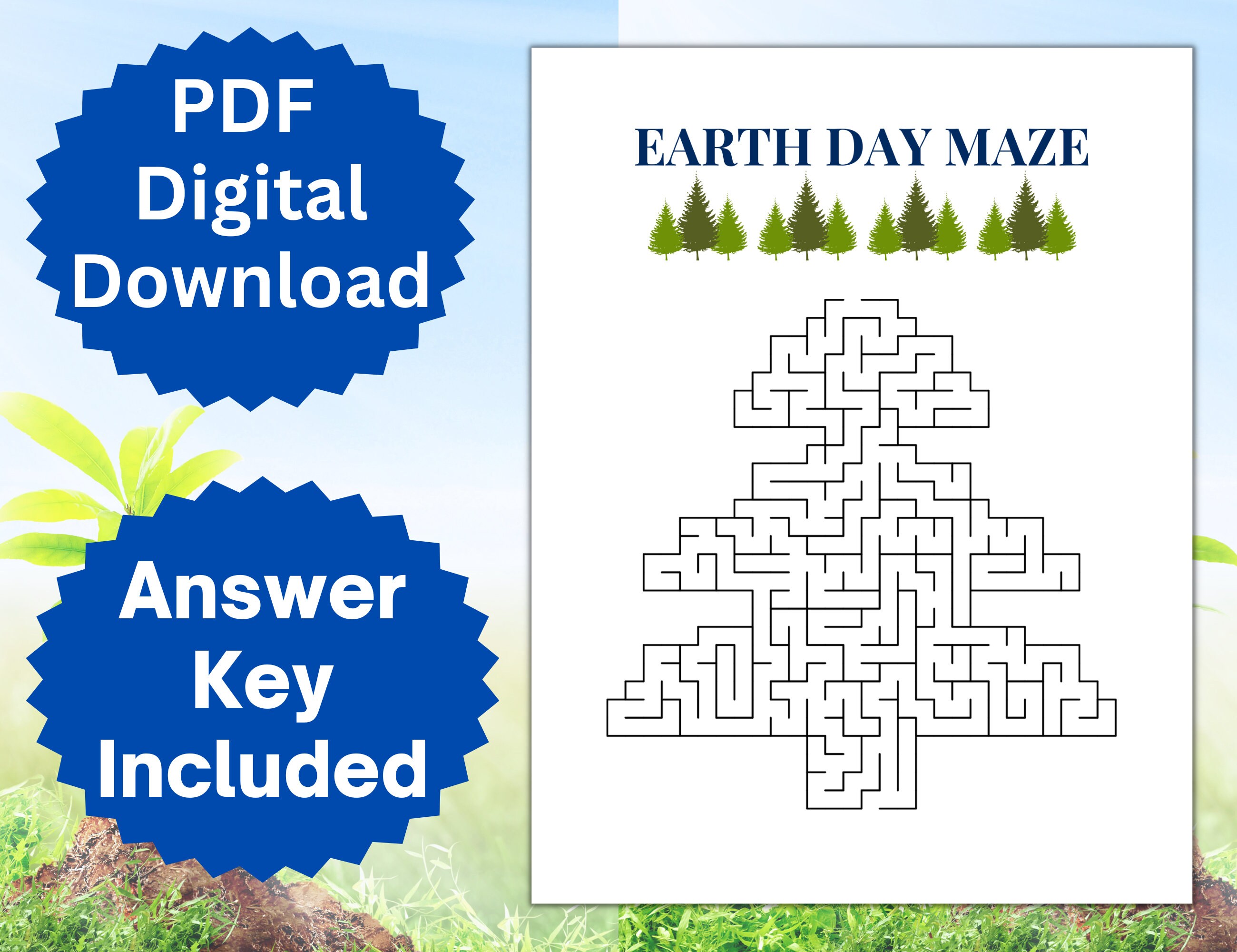 Earth Day Maze Printable Tree Maze, Earth Day Activities and Games - Etsy
