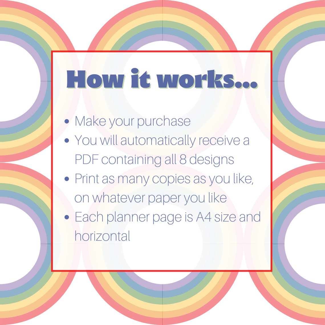 Rainbow Theme Printable A4 Weekly Planner 8 Different - Etsy