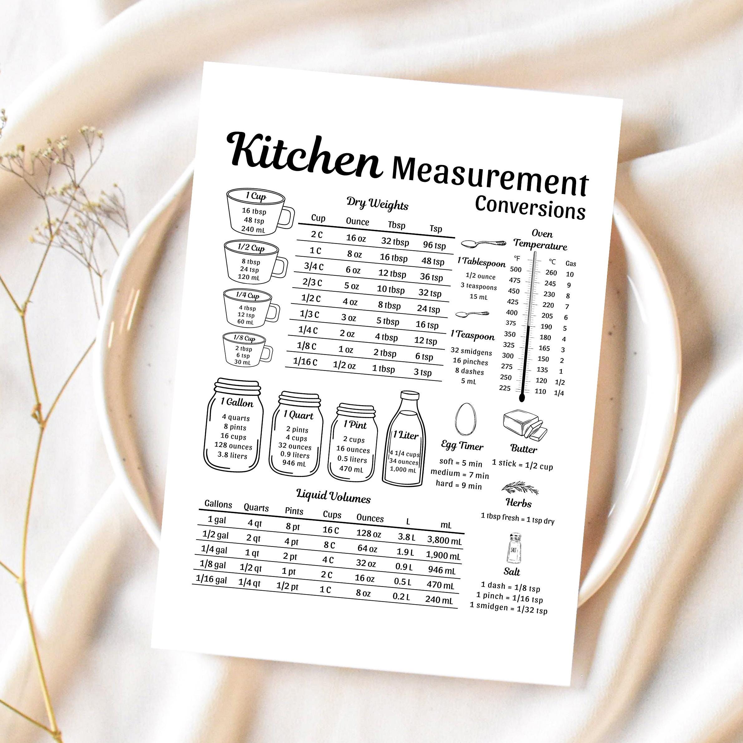Kitchen Conversion Chart Printable Cooking Conversion Kitchen ...
