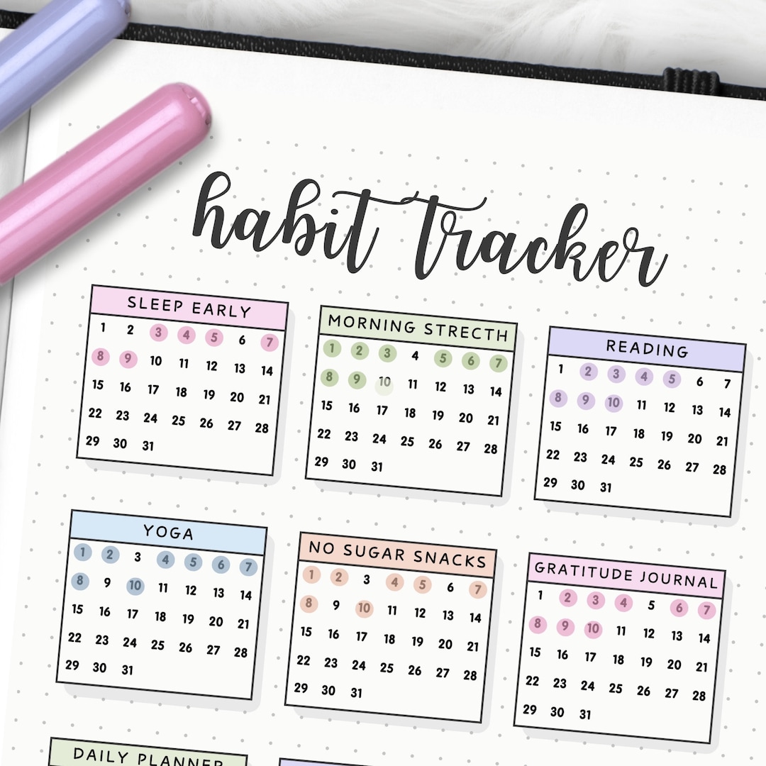 Printable Habit Tracker Bullet Journal Tracker Digital 2024 Daily Habit ...