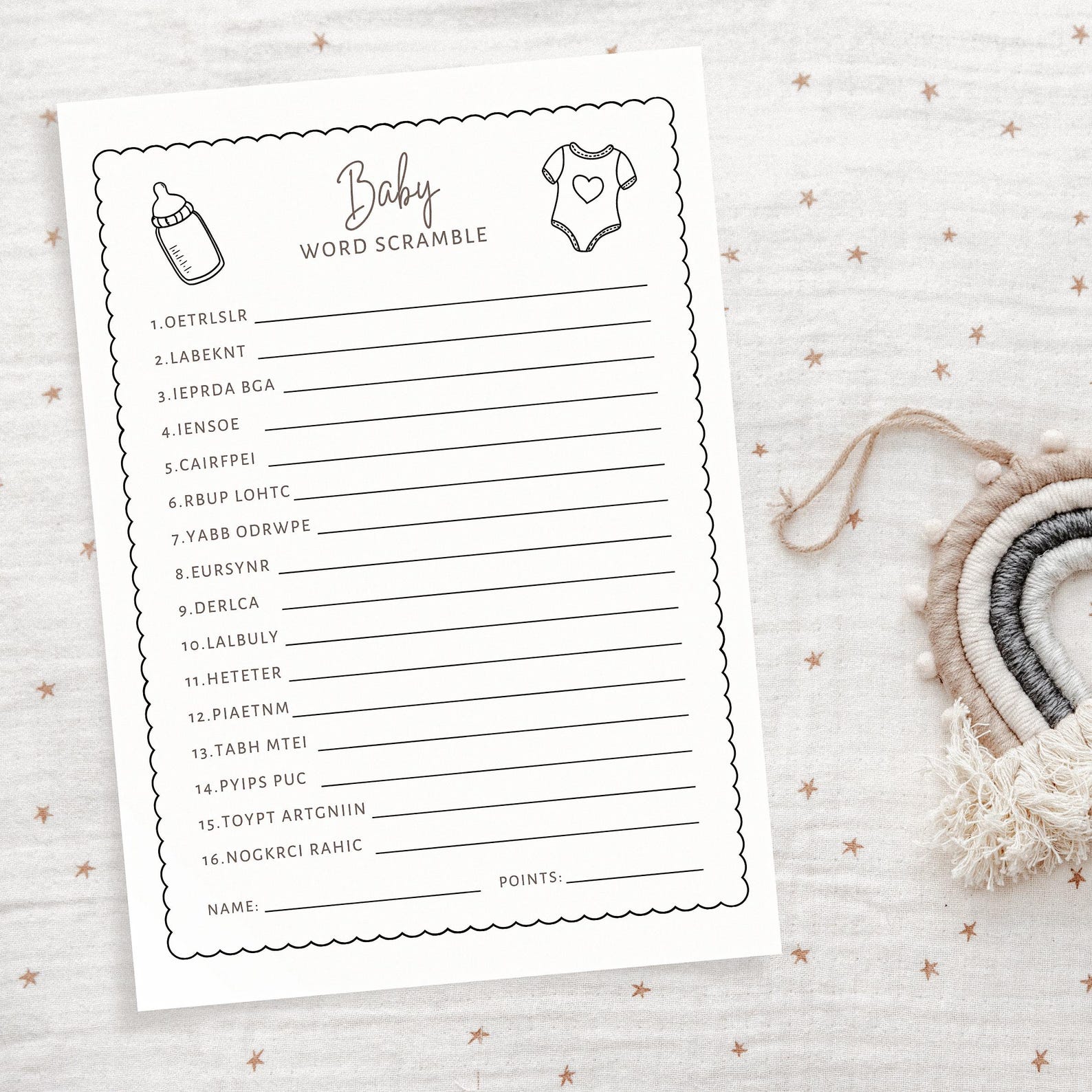 Printable Baby Shower Game Baby Word Scramble Game for Baby Shower ...