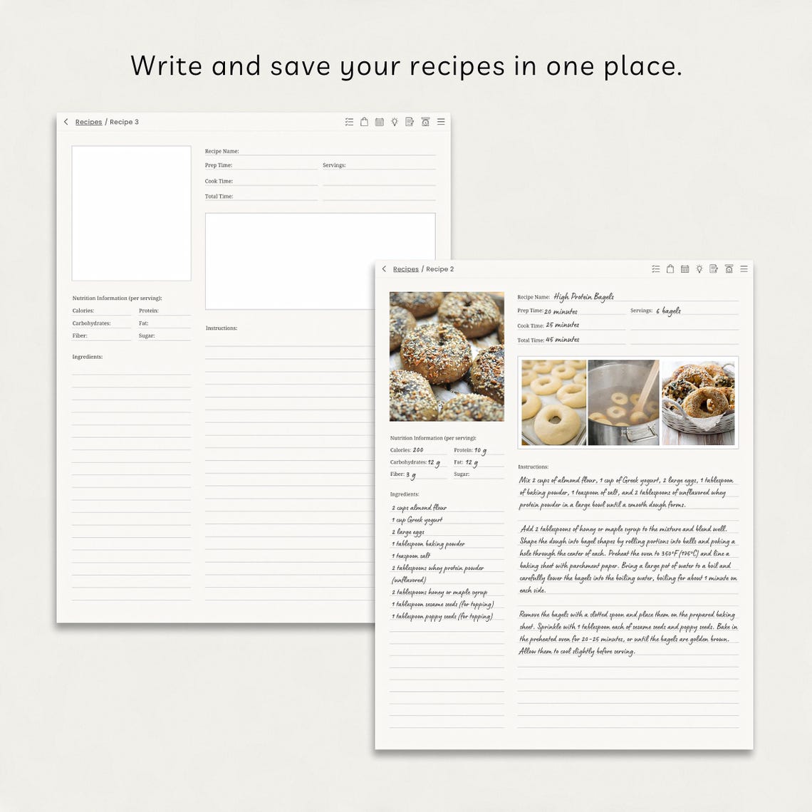 Digital Recipe Book Goodnotes Recipe Planner Recipe Journal Digital ...
