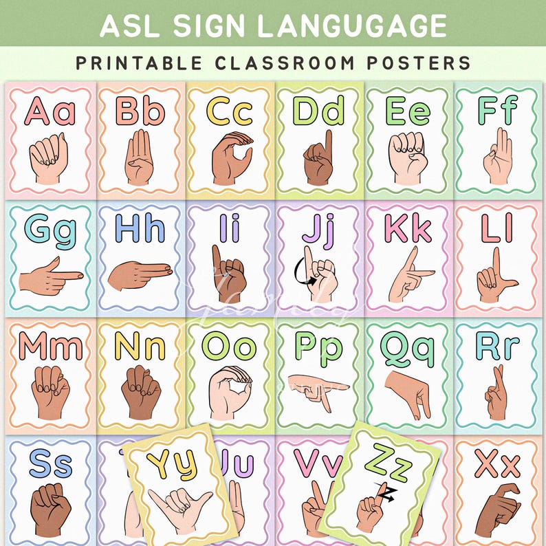 Printable ASL Classroom Alphabet Posters | American Sign Language ...