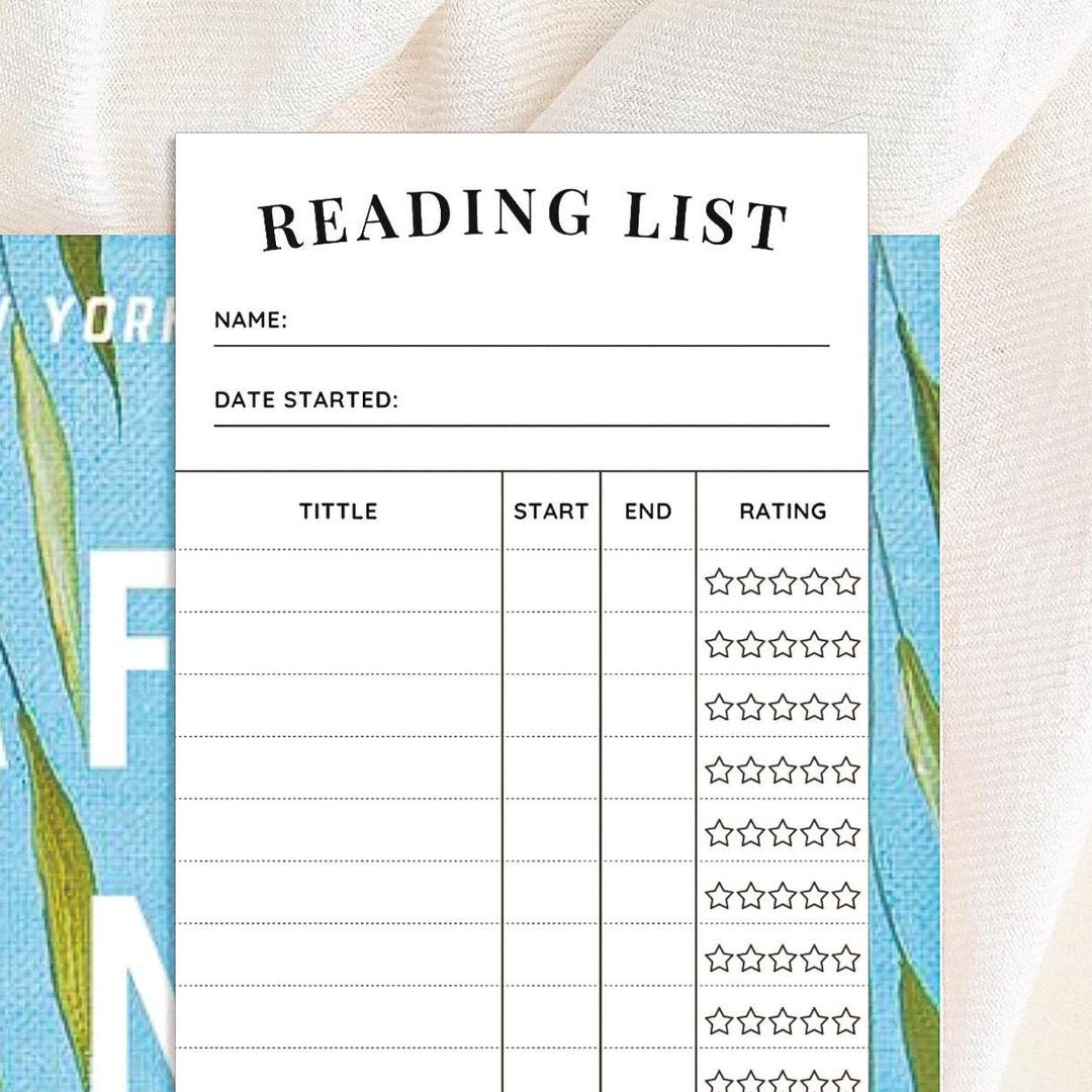 Printable Reading List Bookmark Reading Log for Book Lovers, Book ...