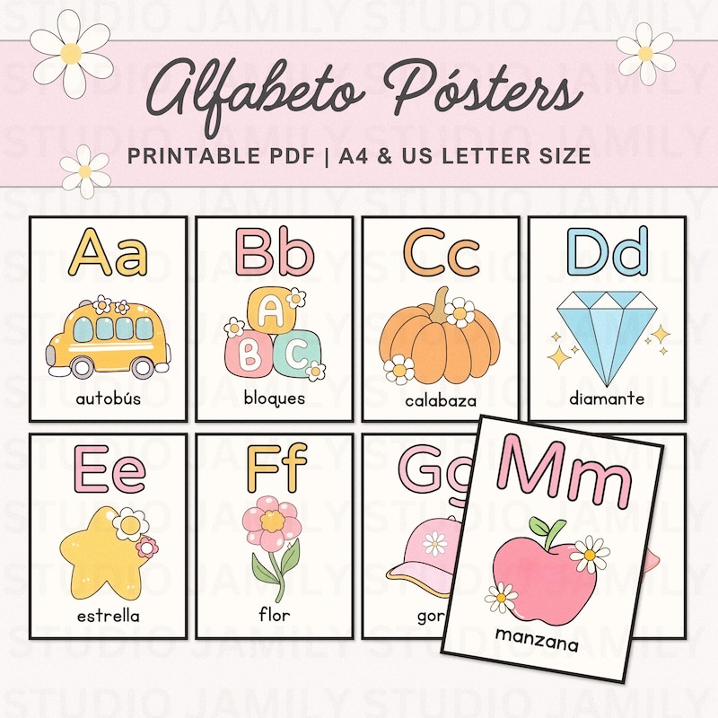 Spanish Alphabet Poster - Etsy