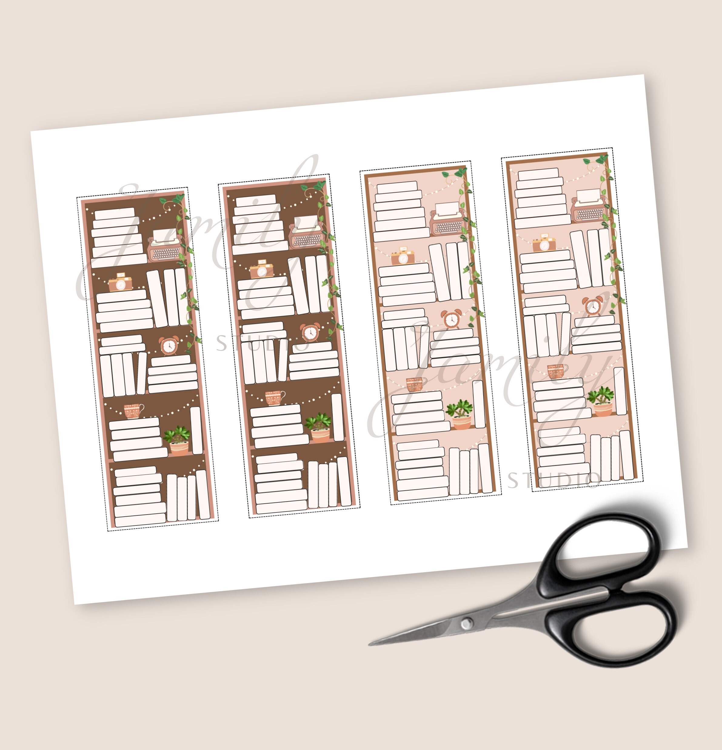 Printable Cozy Bookshelf Bookmark for Readers Gifts for Book Lovers and ...
